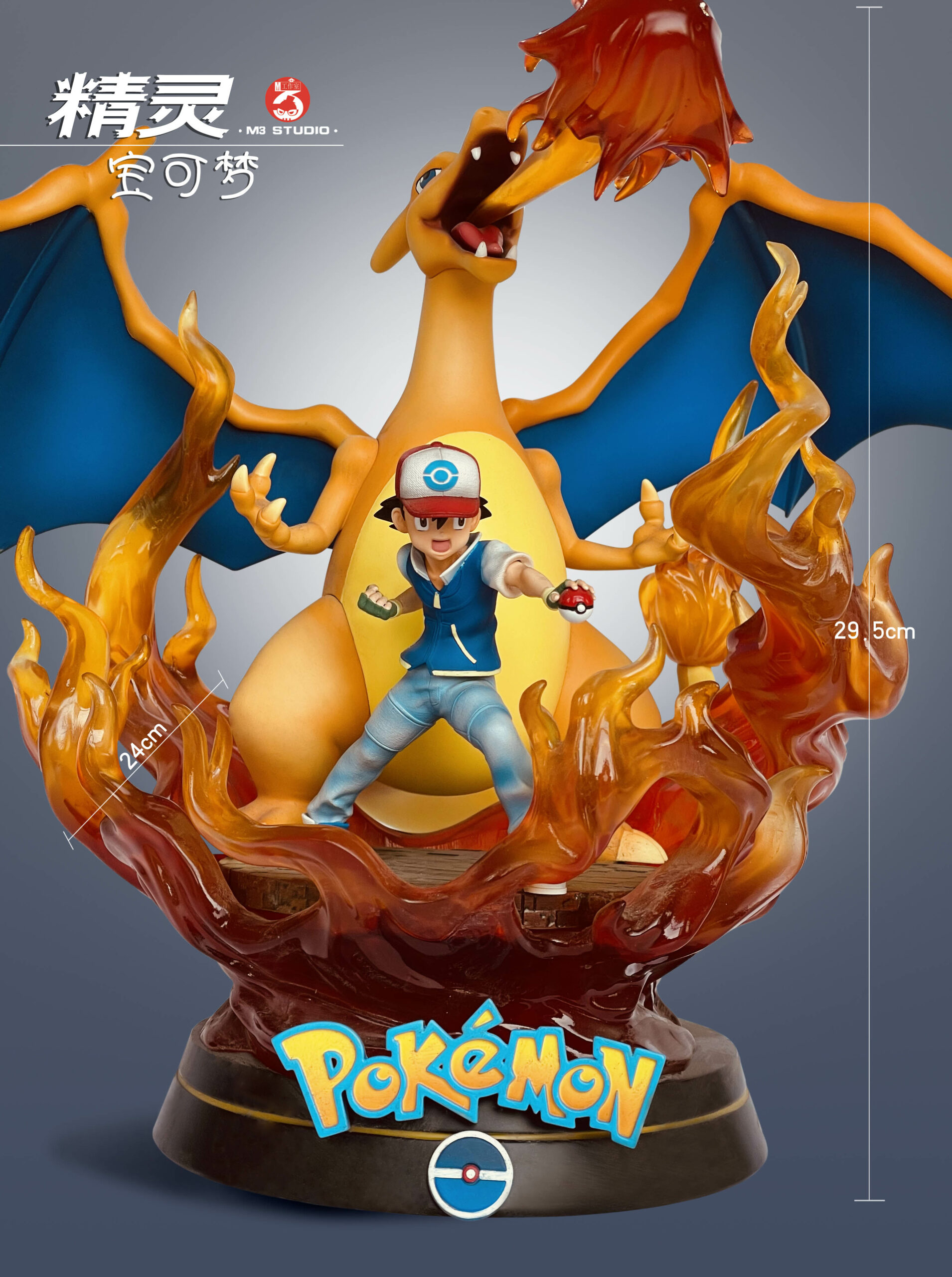 Ash Ketchum & Charizard - Pokemon Resin Statue - M3 Studios [In Stock ...