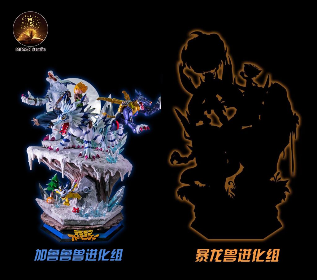 Evolution of Garurumon with LED - Digimon Resin Statue - MIMAN Studios [In Stock] - FIGURETOPIA