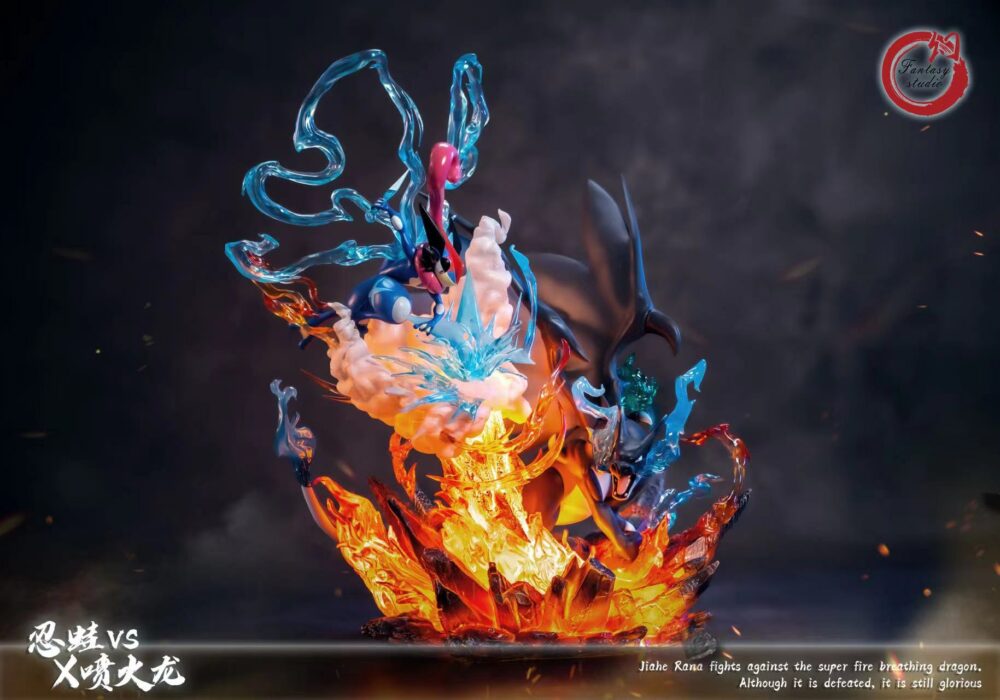 Mega Charizard X vs Greninja with LED - Pokemon Resin Statue - Fantasy ...