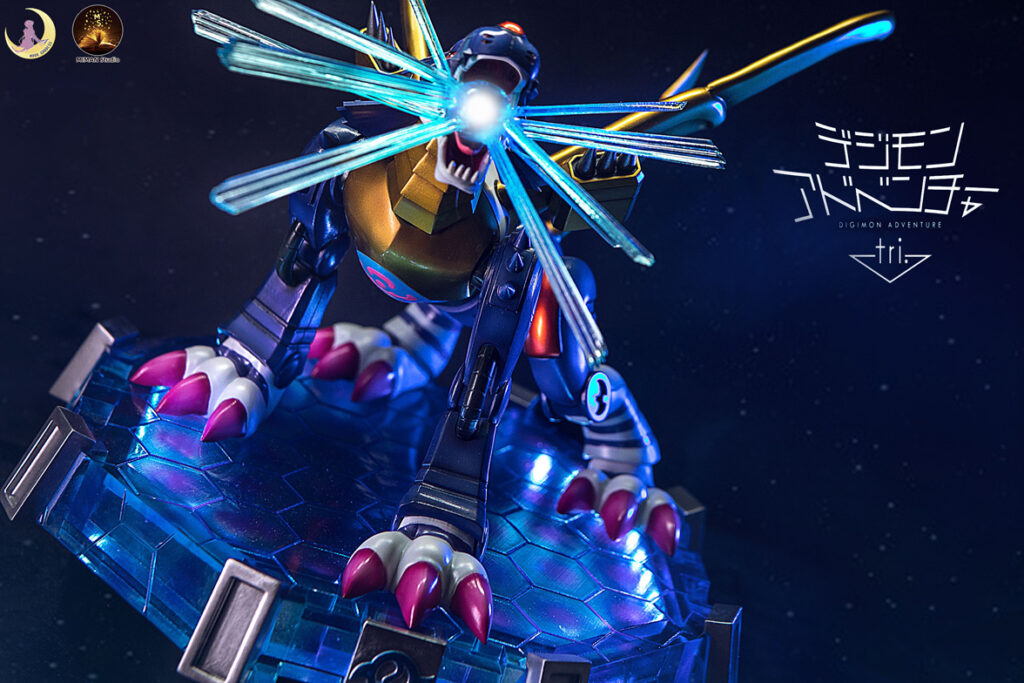 Metal Garurumon with LED - Digimon Resin Statue - Moon Goddess Studios - FIGURETOPIA