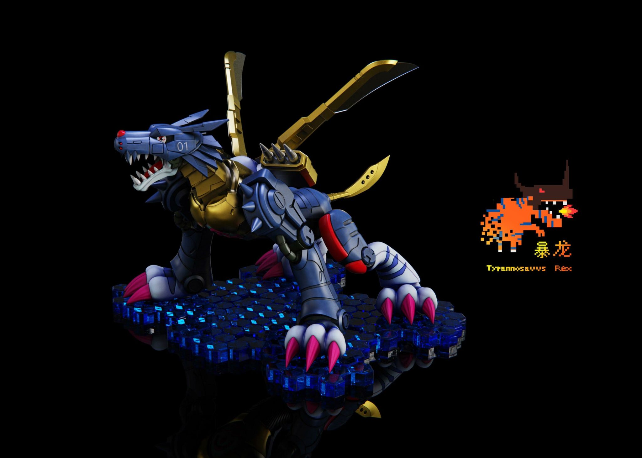 War Greymon & Metal Garurumon - Digimon Resin Statue - Tyrannosaurus ...