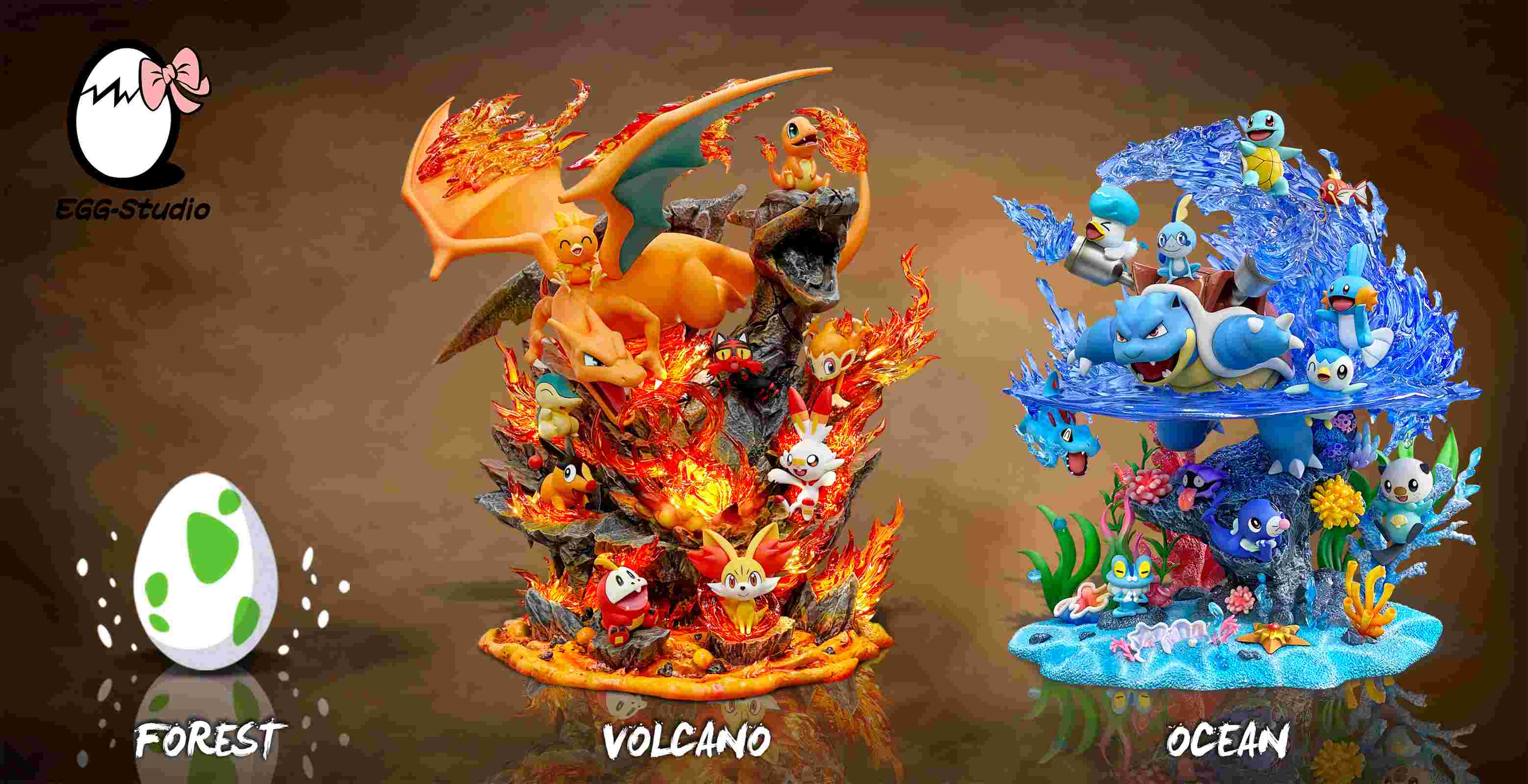 Fire Type Family with LED - Pokemon Resin Statue - EGGS Studios ...