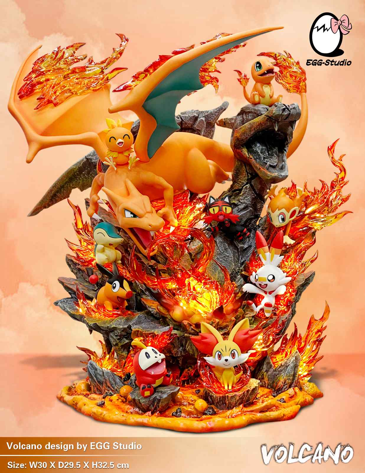 Fire Type Family with LED - Pokemon Resin Statue - EGGS Studios ...