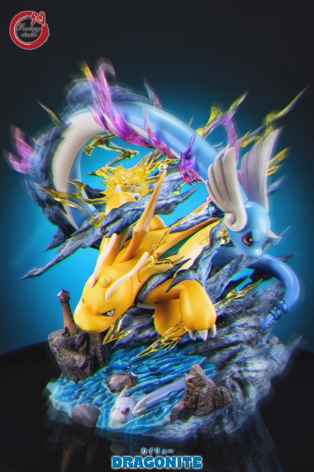 GX Evolution Series Dragonite Family with LED - Pokemon Resin Statue ...
