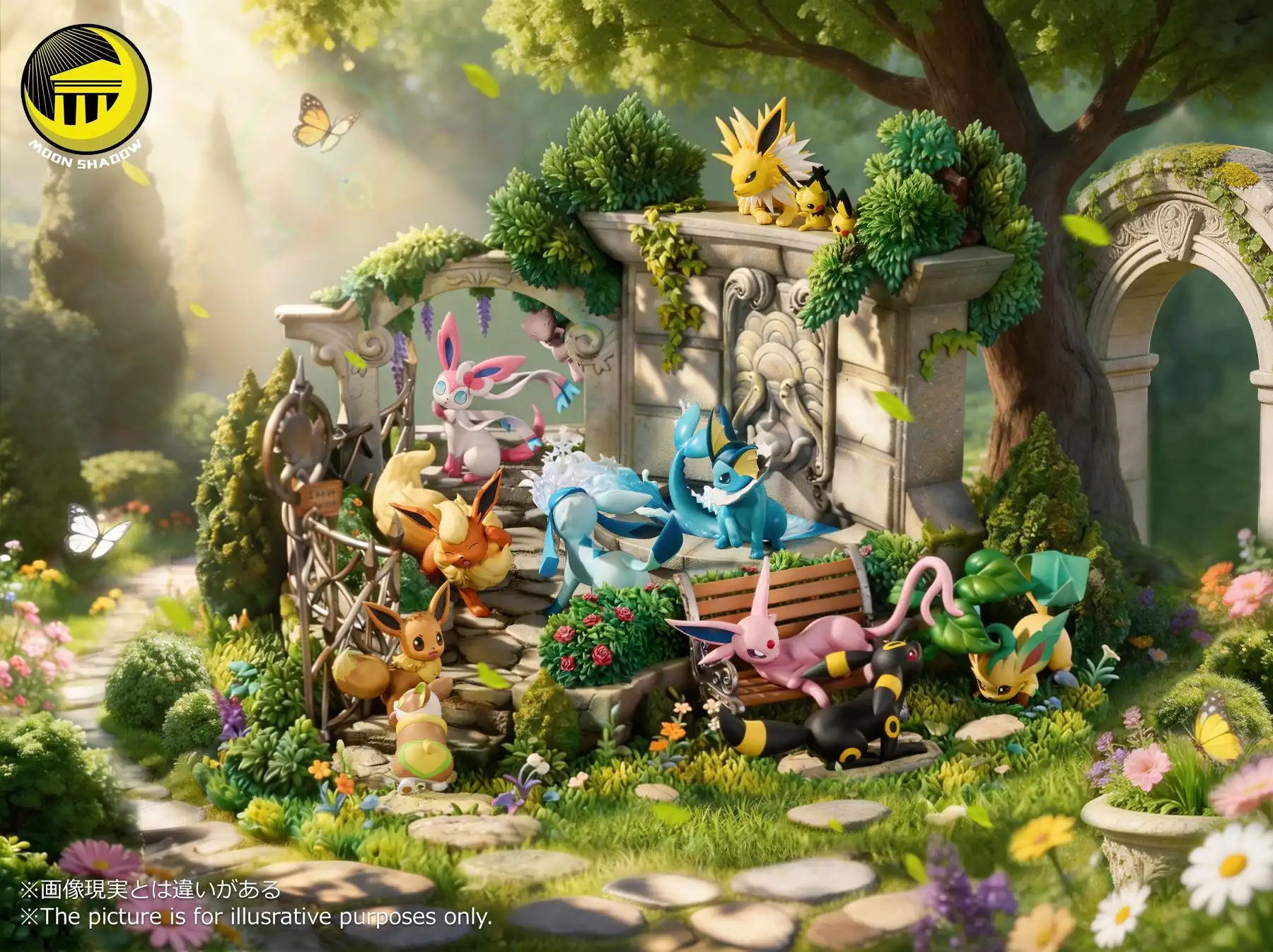Anniversary Eevee Family Garden Scene - Pokemon Resin Statue - Moon ...